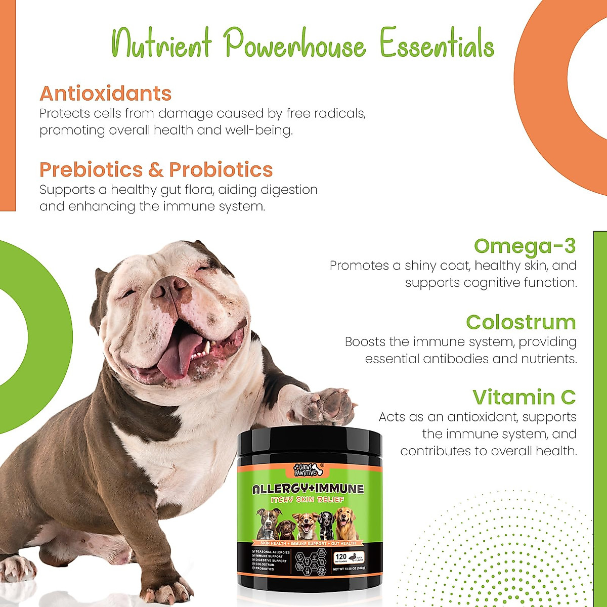 Chews Pawsitive Allergy + Immune Chews for Dogs - Dog Supplements for Itchy Skin and Seasonal Allergy Relief- Natural Dog Immune Support- Digestive Health Probiotics - 120ct