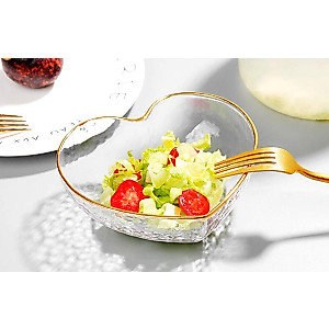 Phnom Penh Glass Bowl Dessert Bird's Nest Salad Bowl Fruit Plate Creative Transparent Heart Shape Breakfast Bowl (15.5 oz)