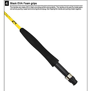 RoseWood Fly Fishing Rod 6' 6 Durable Fiberglass Blank Soft Travel Pack Fly Rod #3 Line Weight Protable Telescopic Fly Fishing