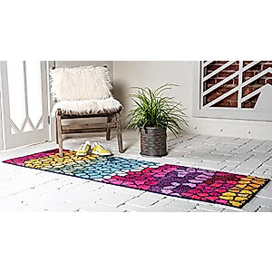 Unique Loom Estrella Collection Geometric, Abstract, Colorful, Modern, Mosaic Area Rug, 2 ft 2 in x 6 ft 7 in, Multi/Blue