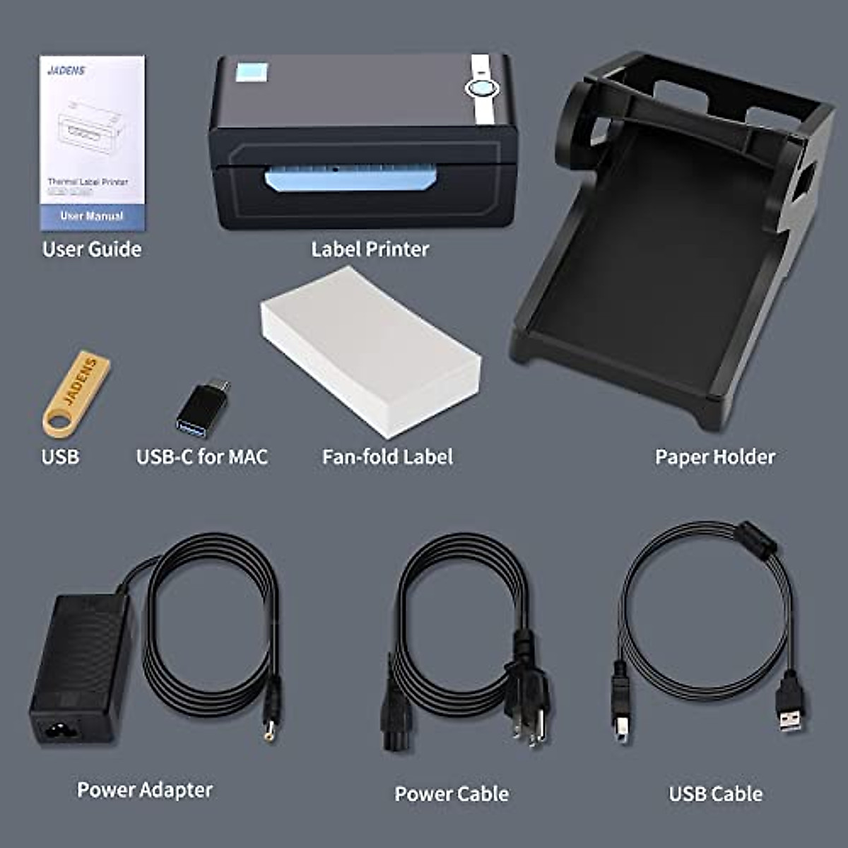 JADENS Bluetooth Thermal Shipping Label Printer – Wireless 4x6 Shipping Label Printer, Compatible with Android&iPhone and Windows, Widely Used for Ebay, Amazon, Shopify, Etsy, USPS