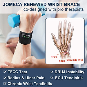 JOMECA Replaceable Wrist Brace for TFCC Tear, Ulnar Wrist Band with Two Pads for Ulnar Sided Wrist Pain, DRUJ Instability, Triangular Fibrocartilage Complex Injury, Fit Right & Left Hand (S/M)