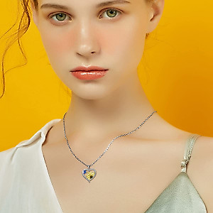 MBSUUH Sunflower Heart Necklace with Blue Butterfly Sterling Silver Sunflower Necklace for Women Teen Girls Mother's Day Jewelry Gifts