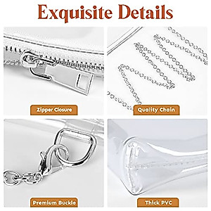 Lorbro Clear Purses for Women Stadium Approved, Clear Crossbody Shoulder Bag with Zipper Closure, Transparent Purse for Concerts, Sporting Event, Party, Festivals (Silver)