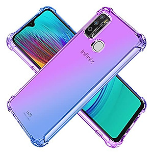 KOARWVC Case for Hot 11 Play/Hot 10 Play Case, Hot 9 Play X680 Case, Crystal Clear Case Gradient Slim Anti Scratch TPU Shockproof Protective Phone Cases Cover for Infinix Hot 11 Play (Purple/Blue)