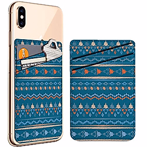 Diascia Pack of 2 - Cellphone Stick on Leather Cardholder ( Ethnic Boho Print Pattern Pattern ) ID Credit Card Pouch Wallet Pocket Sleeve