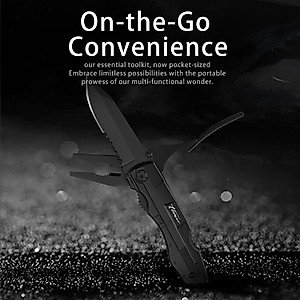 TLONER, IRAKILIS Series 10-K Pocket Size Multitool with Premium Stainless Steel Short Dagger, Hidden Pliers, Black Luxury Gift Box