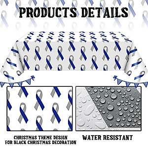 Buryeah 3 Pcs Diabetes Awareness Tablecloth Type 1 Diabetes Accessories Blue and Gray Ribbon Rectangle Disposable Plastic Table Covers Diabetes Awareness Month Decoration for Home Community Events