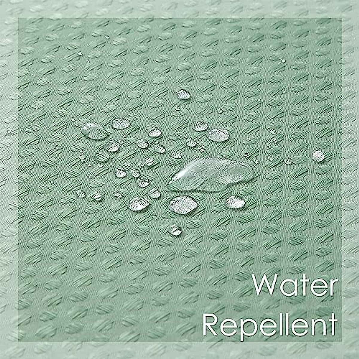 Home Queen Water Resistant Bathroom Window Curtains, Waffle Textured Half Cafe Curtain Tier for Kitchen, 28 W X 45 L Inches, Set of 2, Sage