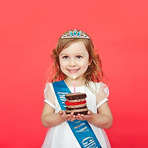 COCIDE Birthday Princess Sashes and Tiaras for Girls Birthday Pink Crowns and Tiaras for Women Birthday Party Accessories Kit Happy Birthday Decorations Set Glitter Sash Crystal Rhinestone