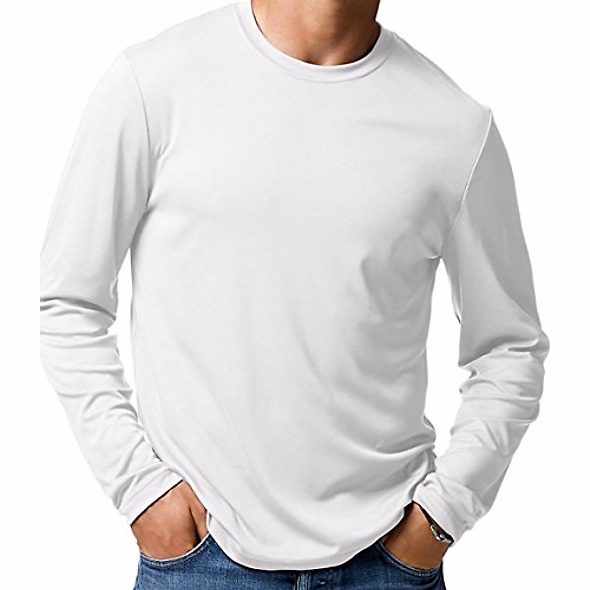 Hanes Adult Cool Dri Long-Sleeve Performance T-Shirt, Wht, Large
