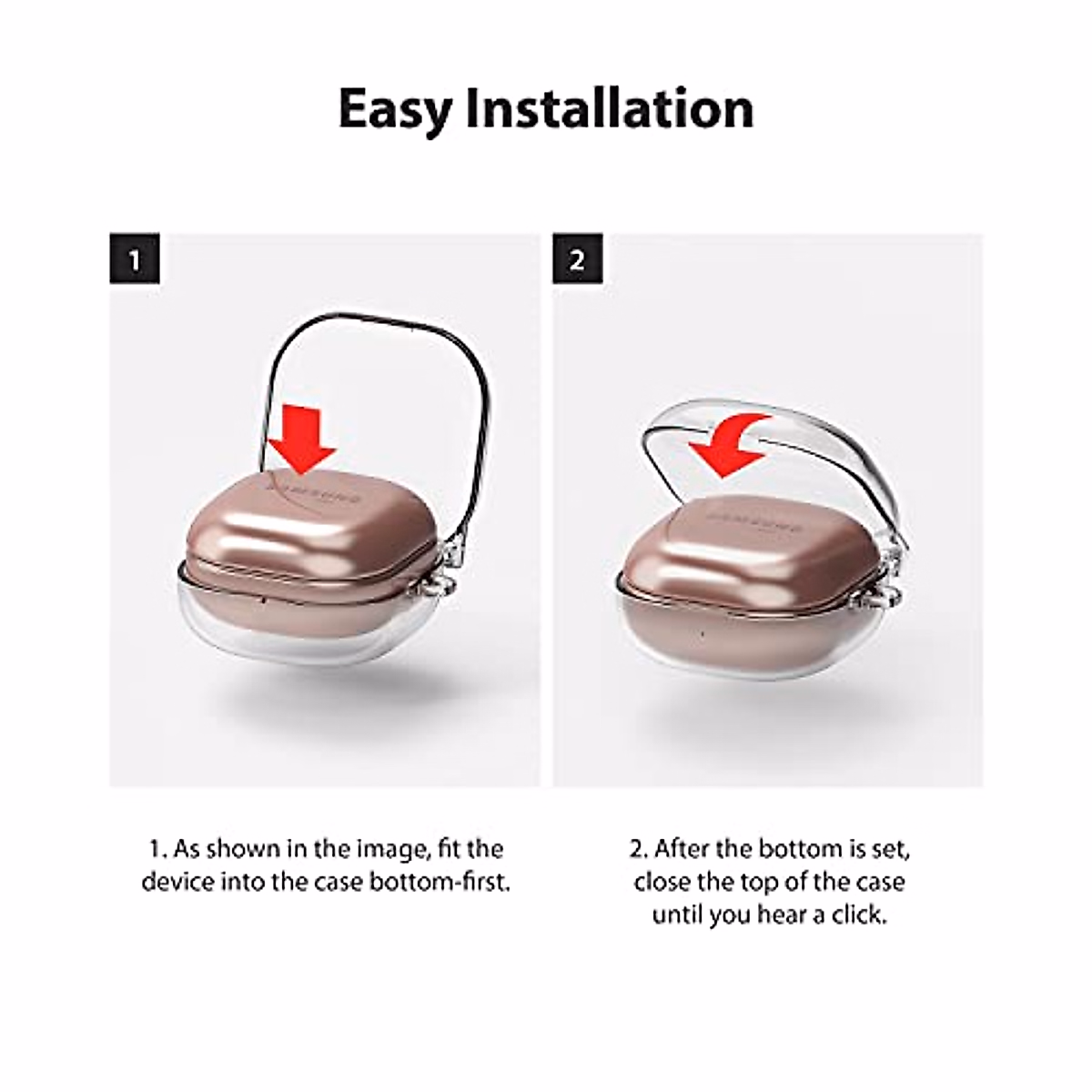 Ringke Hinge [Anti-Yellowing Material] Compatible with Samsung Galaxy Buds 2 Pro Case, Galaxy Buds 2, Galaxy Buds Pro, and Galaxy Buds Live, Sturdy Solid Transparent Cover for Galaxy Buds2 Pro - Clear