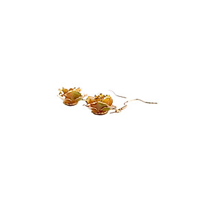 Eternal Rose 24k Gold Real Rose Flower Women's Dangle Drop Earrings (Thanksgiving Bouquet)