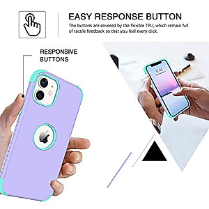 BENTOBEN iPhone 12 Mini Case, Phone Case iPhone 12Mini, Heavy Duty 2 in 1 Full Body Rugged Shockproof Protection Hybrid Hard PC Bumper Drop Protective Girls Women Boy Men 12 Mini 5.4 Cover,Purple/Mint