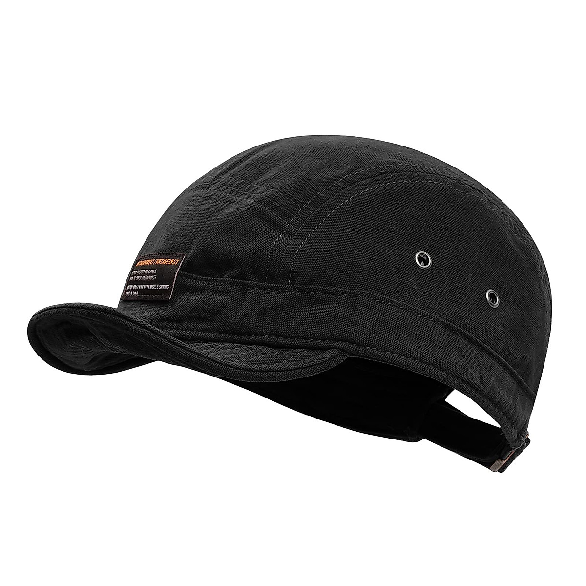 Clakllie Short Brim Baseball Cap Soft Trucker Hat Flat Bill Snapback Hats Dad Cap 5 Panel Short Bill Cap Men Umpire Cap,Black