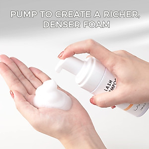 LANKIZ Eyelash Extension Shampoo,+2 Brush,Sensitive Eyelid Foam Lash Cleanser For Extension,Deep Clean Eyelash,Makeup& Mascara Remover& Spa, Professional & Self Use (100ml//Unscented/)