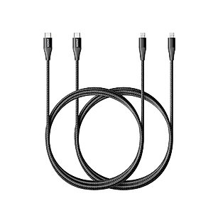 Anker USB C to Lightning Cable [6 ft, 2-Pack] Powerline+ II Nylon Braided Cable for iPhone 11/11 Pro / 11 Pro Max/X/XS/XR/XS Max / 8/8 Plus/AirPods Pro, Supports Power Delivery