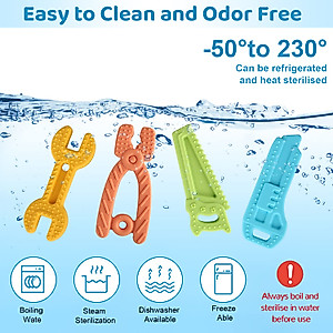Yinghezu 8 Pack Chew Baby Teething Toys for 0-12 Months, Freezable BPA Free Silicone Baby Molar Teether Chew Toys, Hammer Wrench Spanner Pliers Hand Saw Shape Baby Girl's Boy Car Seat Toy