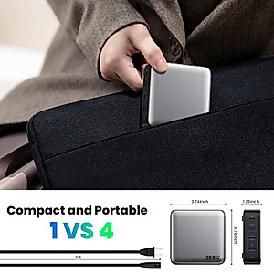 USB C Charger 260W, 4-Port Fast Charging GaN Desktop USB C Charging Station,100W USB C Laptop Charger Compatible with MacBook Pro/Air, iPad Pro,Dell XPS, iPhone 15/14,Samsung S23 All USB C Device etc