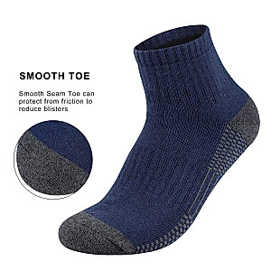 Heatuff 12 Pairs Men's Cotton Performance Athletic High Ankle Extra Heavy Cushion Quarter Socks