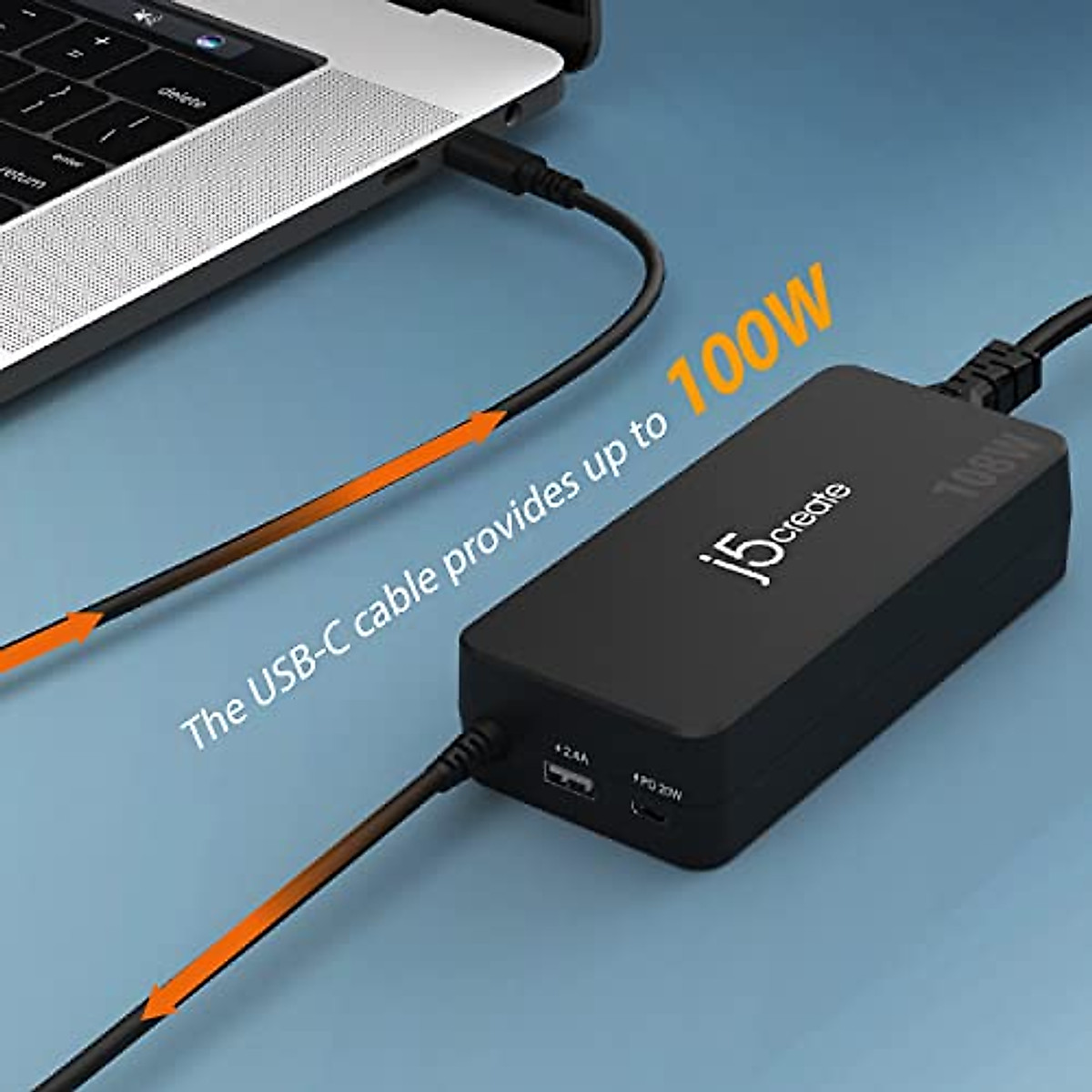 j5create 108W USB Type C PD Super Charger for MacBook Pro, Chromebook, Laptop, Notebook, Tablet, Android, iPhone, iPad Pro, Smart Phone (JUP34108)