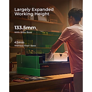 xTool S1 Riser Base Accessory for xTool S1 Machine, Engrave Thick Objects up to 5.3'' Height, Support to Use RA2 Pro for Tumblers, Baseball Bat, Mug, Wine Glass