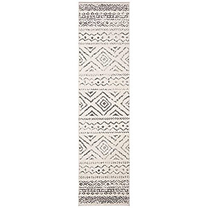 SAFAVIEH Tulum Collection 2' x 5' Ivory/Grey TUL267A Moroccan Boho Distressed Non-Shedding Living Room Bedroom Area Rug