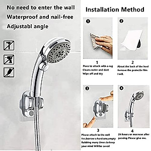 Shower Head with handheld, High Pressure 8'' Rainfall Stainless Steel Handheld Shower with ON/OFF Pause Switch Shower Combo with hose,Adhesive Shower Head Holder