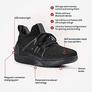 DropLabs EP 01 Triple Black Haptic Gaming Sneaker, Men, Size 12, for Music, Movies, VR, Bluetooth, 360 Haptic Feedback, 6-Hour Battery Life, Magnetic Charge Connector, Water Resistant, Black, M-EP1-US-A-12