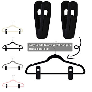 TOFIIGREM Black Velvet Hangers Clips 20 Pack, Non-Slip Velvet Clips for Suit Velvet Hanger Pants Hangers Skirt Hanger, Strong Finger Perfect for Thin Velvet Hangers