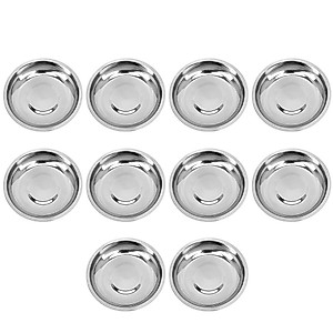 DOITOOL Stainless Steel Sauce Dishes, 10Pcs Round Seasoning Dishes Sushi Dipping Bowl Mini Appetizer Plates Saucers Dishes Mini Saucers Bowl (3. 1Inch)