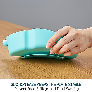 Matyz Silicone Suction Plate Baby Feeding Plates With Suction (Blue) - Divided Plates For Kids Non Slip - 100% Food Grade Silicone Toddler Plates Unbreakable Plates Microwave Safe and Dishwasher Safe