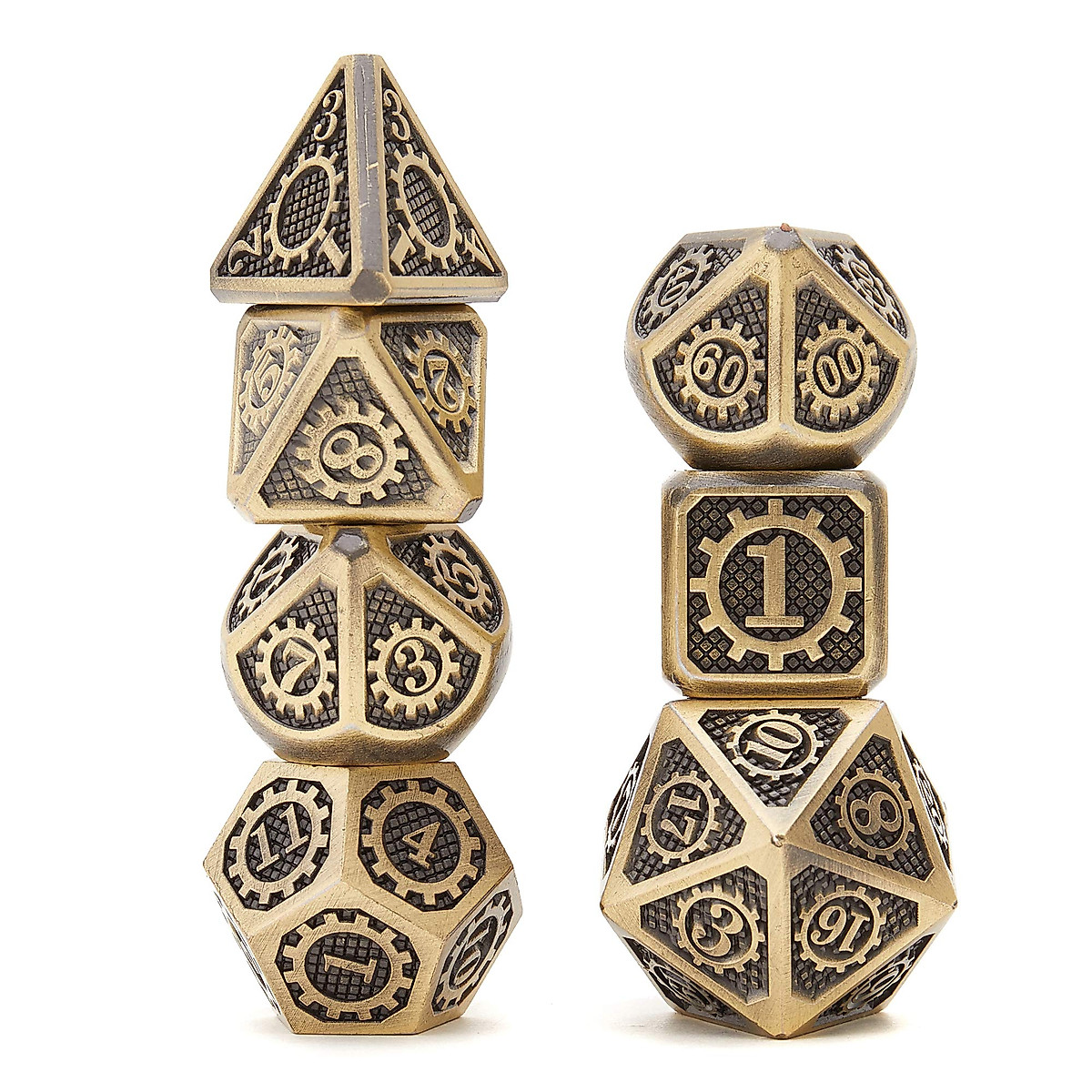 Metal Dice D&D, Dragon and Dungeon Polyhedral Metal Dice Set for RPG (Dungeon and Dragon Role Playing Games), and Enamel D&D Dice with Storage Bag (7-Piece Set)