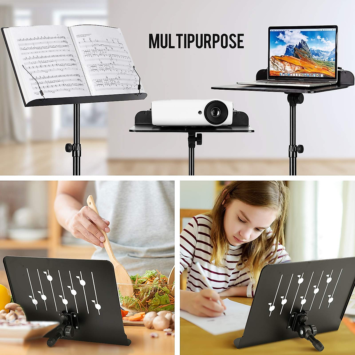CAHAYA Sheet Music Stand with Carry Bag Notes Books Stand Laptop Stand Tablet Desk Top Stand CY0234