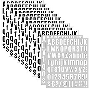 972 Alphabet Stickers Large 12 Sheets Letter Stickers, 1 inch Vinyl Self-Adhesive Sticker Letters, Black Sticker Letters ABC and DIY Mailbox House Numbers, for Labels, Store Signs, Scrapbooking Crafts