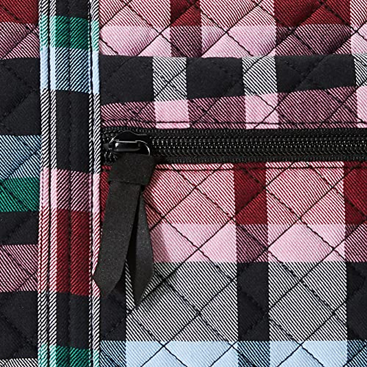 Vera Bradley Women's Cotton Small Vera Tote Bag, Ribbons Plaid - Recycled Cotton, One Size