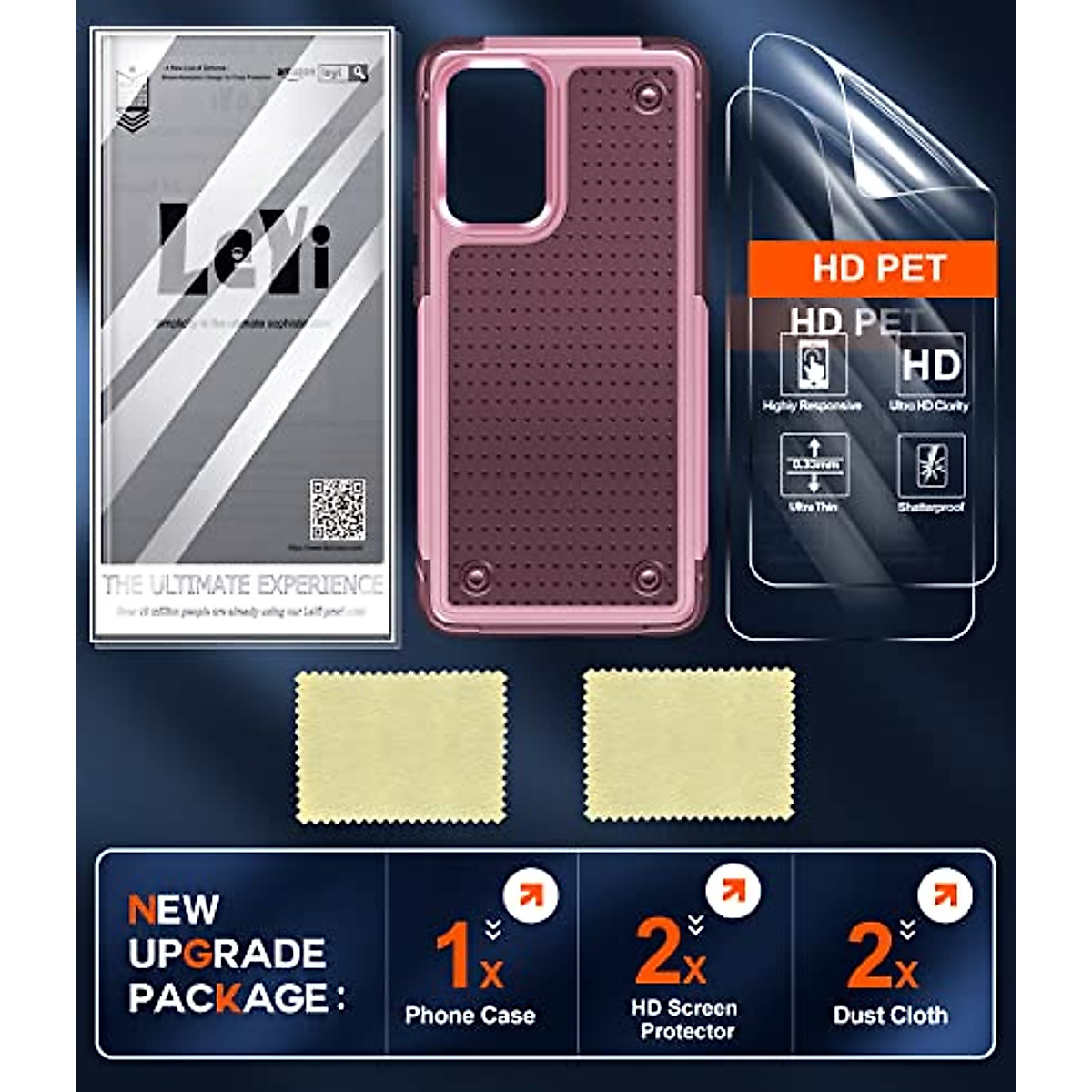 LeYi for Samsung A52 Case, A52 Samsung Phone Case with 2 Pack Screen Protectors, Dual Layer Protective Hard PC Back & Soft Bumper Resilient Shock Absorb Phone Case for Galaxy A52 5G, Red Pink