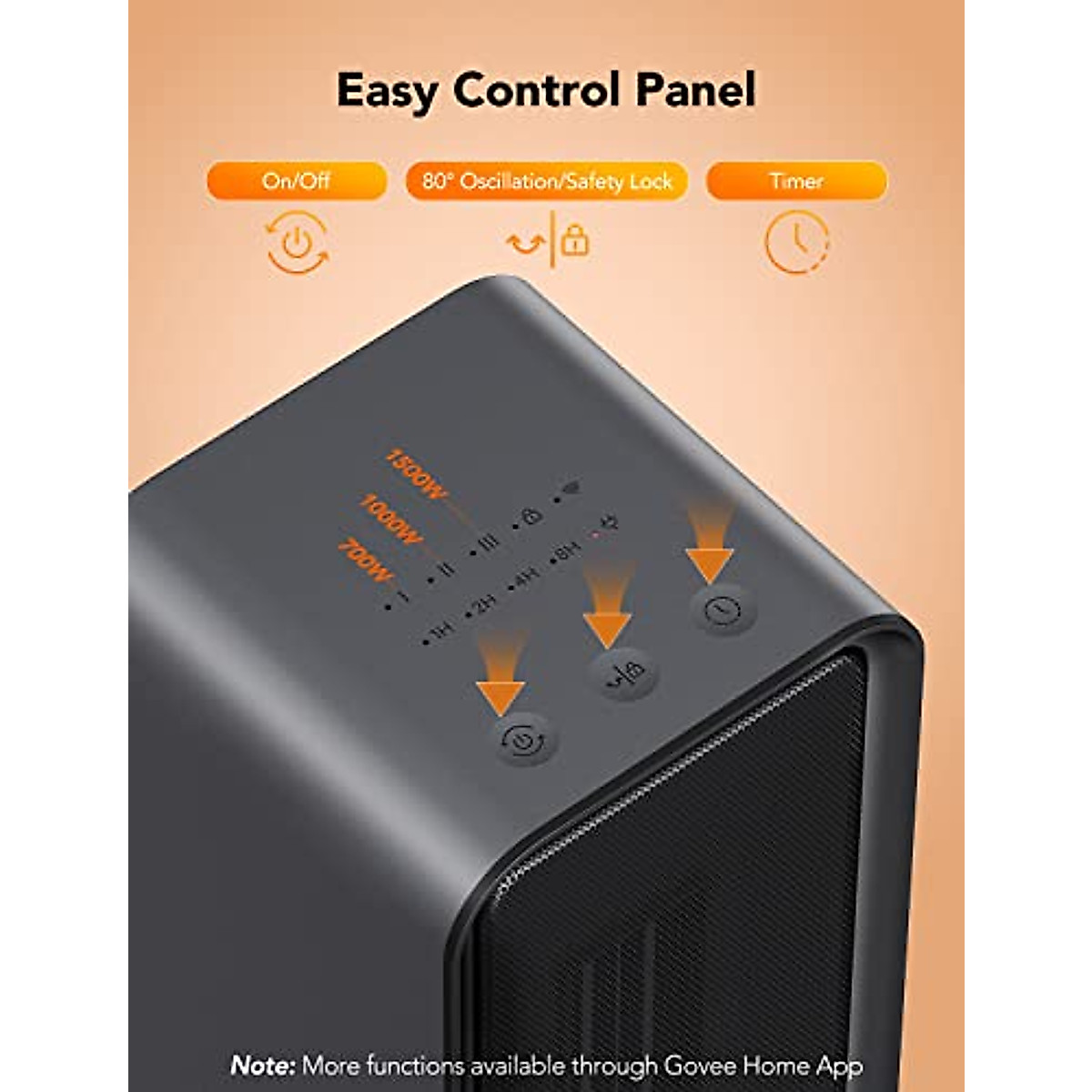 Govee Space Heater, Smart Electric Space Heater with Thermostat, Wi-Fi & Bluetooth App Control, Works with Alexa & Google Assistant, 1500W Ceramic Heater for Bedroom, Indoors, Office, Living Room