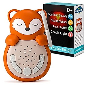 Cloud b Travel Comforting Sound Machine w/Calming Light | 4 White Noise and 4 Lullabies | Re-Activating Smart Sensor | Sweet Dreamz On the Go™ - Fox