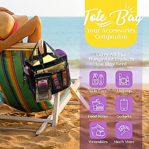 Shower Caddy Coated Mesh XLarge Tote Bag Includes 8 Pockets Waterproof Phone Pouch Gym Dorm Travel Quick Dry (Solid Black)