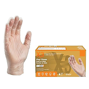 X3 Clear Vinyl Disposable Industrial Gloves, 3 Mil, Latex & Powder-Free, Food-Safe, Non-Sterile, Smooth, X-Large, Box of 100