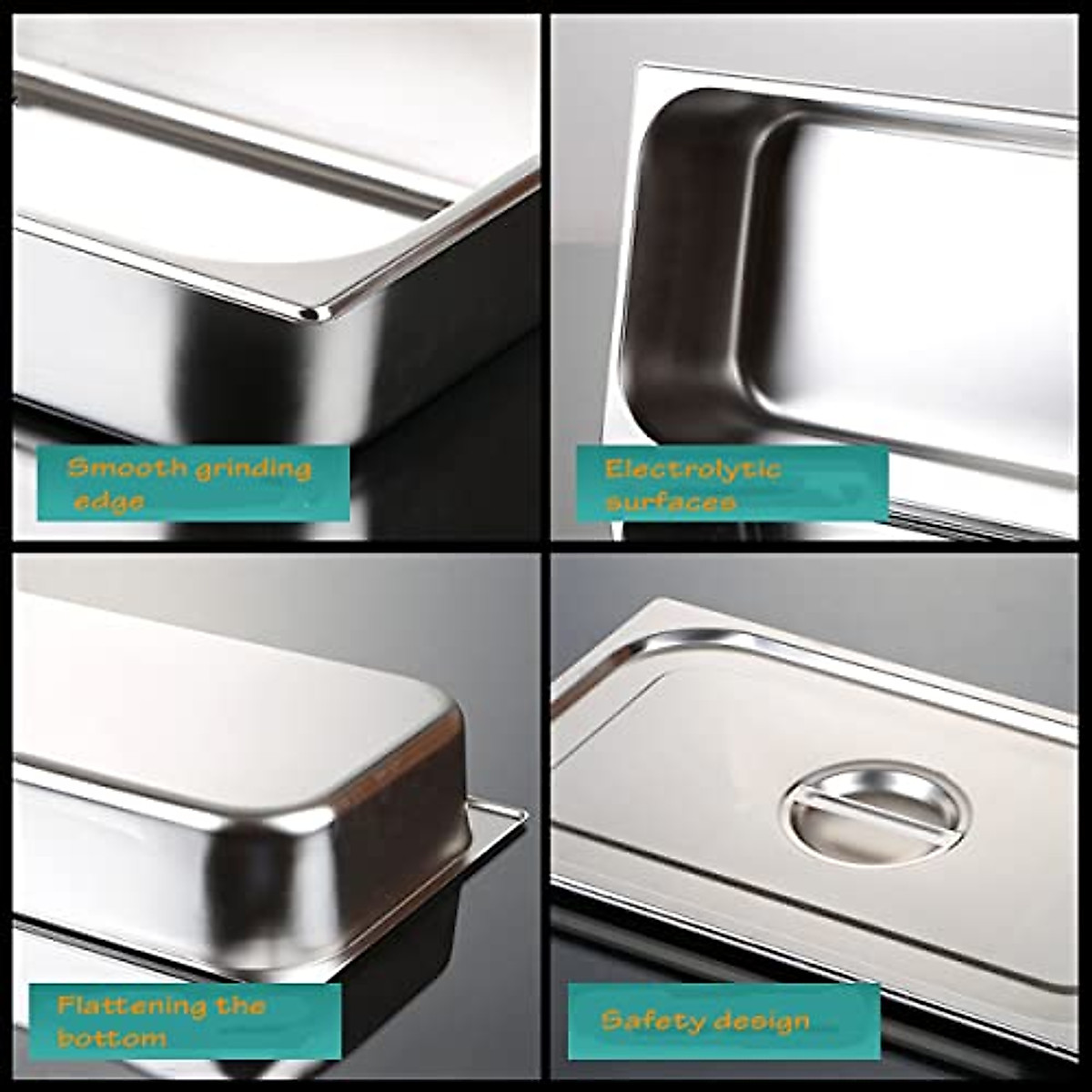 3 Pack Hotel Pans, 1/2 Size 2.6" Deep, Commercial Stainless Steel Pan, Steam Table Pan, Catering Food Pan with lid (2.6''Deep(Pans-2+Lid-1))