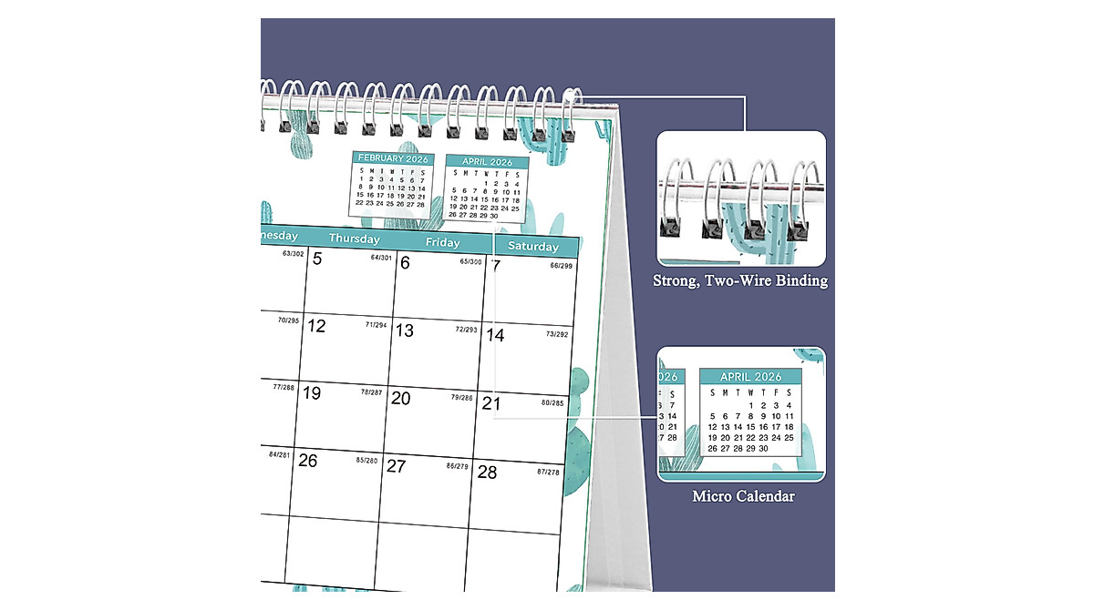 Desk Calendar 2023-2024 | Monthly Flip Calendar with Stickers