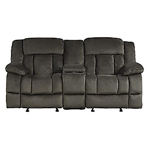 Homelegance Laurelton 79" Microfiber Double Glider Reclining Loveseat, Chocolate Brown