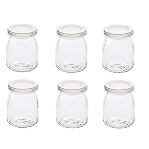Dailydanny 6 Pcs Yogurt Pudding Jars Bottles With Plastic Lids Ideal for Jam, Honey, Wedding Favors, Shower Favors, Baby Foods (7 oz (200ml))