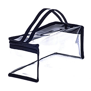 Jula Vance Small Rectangular Clear PVC Makeup Bag Make Up Artist Tool Organizer Pouch Bag Transparent Vinyl Cosmetic Bag Actor Bag with Handle