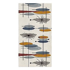 Yun Nist Kitchen Dish Towels,Retro Grey Blue Orange Oval Soft Microfiber Dish Cloths Reusable Hand Towels,Mid Century Abstract Geometry Linen Washable Tea Towel for Dishes Counters 1 Pack