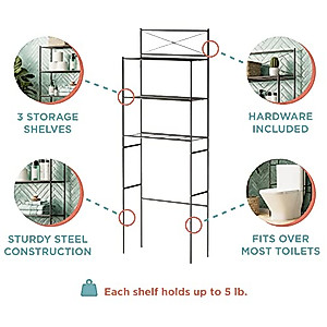 Zenna Home Over the Toilet Storage, Metal Bathroom Spacesaver with 3 Shelves, Cross-Style Storage Cabinet, Easy Assembly, Oil Rubbed Bronze