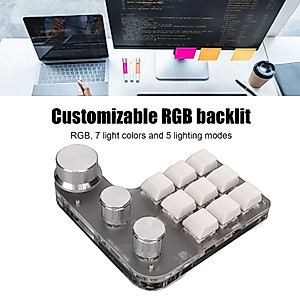 TOPINCN Mini Gaming Keyboard, 9 Keys 3 Buttons Mini Custom Keyboard for Video Editing (White)