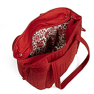 Vera Bradley Women's Cotton Glenna Satchel Purse, Cardinal Red - Recycled Cotton, One Size